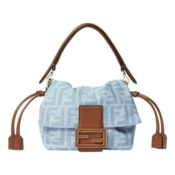Fendi Mamma Baguette Small Denim Bag
