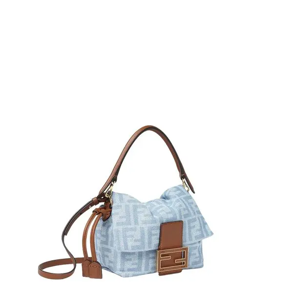 Fendi Mamma Baguette Small Denim Bag