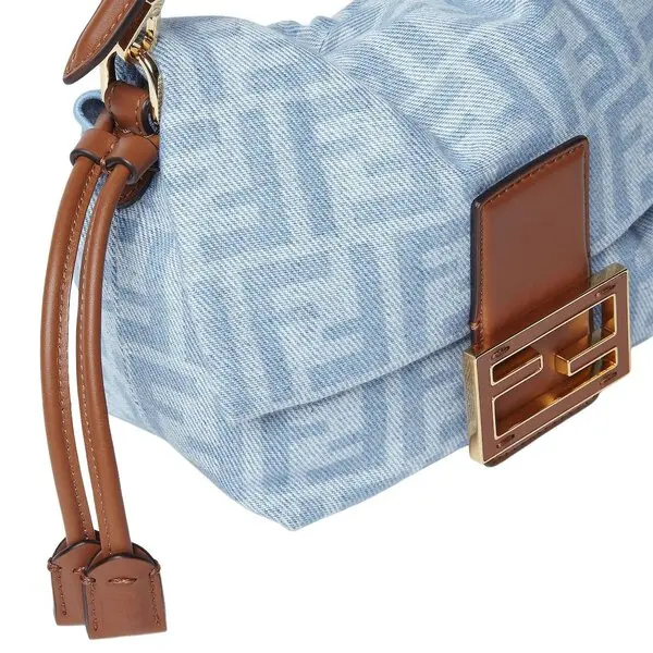Fendi Mamma Baguette Small Denim Bag