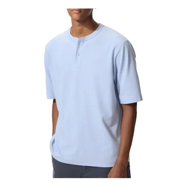 Uniqlo Dry Waffle Henley Neck T-shirt Short Sleeve - Blue