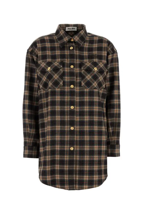 Miu Miu Embroidered Oversize Wool Shirt