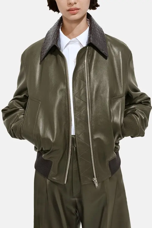 Bottega Veneta Shiny Lambskin Leather Blouson - Multicolor