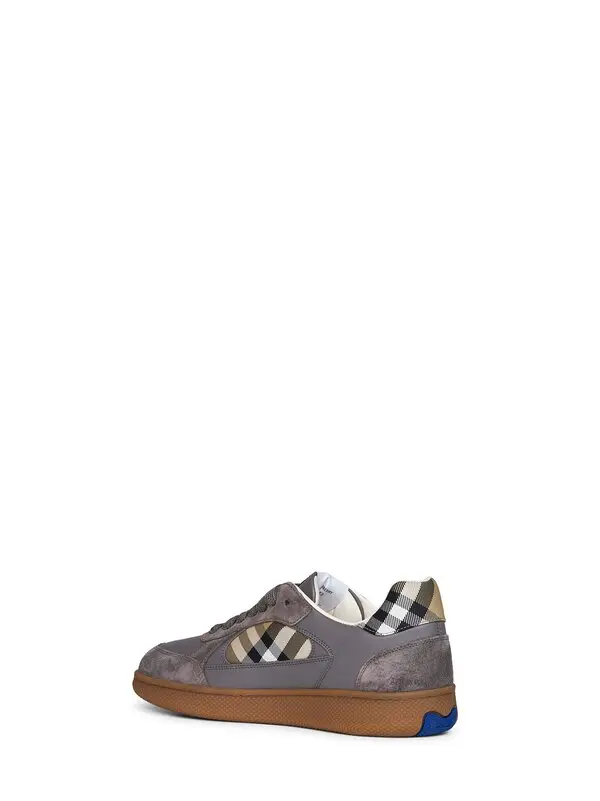 Burberry Tower Grey And Sand Beige Leather And Check Terrace Sneakers