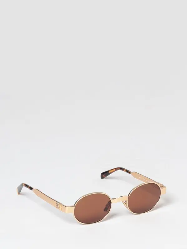Miu Miu Oval Frame Sunglasses - Gold
