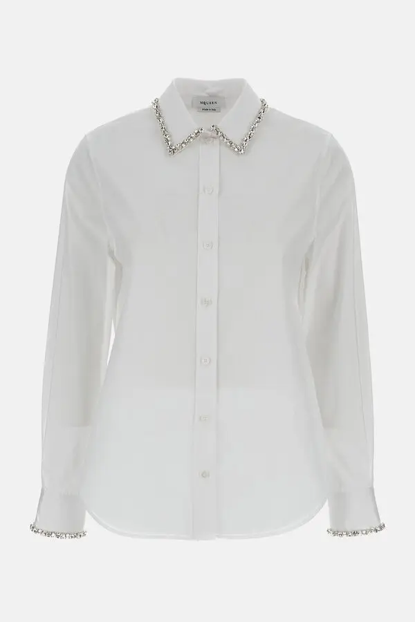 Alexander McQueen White Shirt With Embroidered Crystals