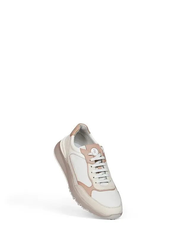 Brunello Cucinelli White Nubuck And Suede Sneakers