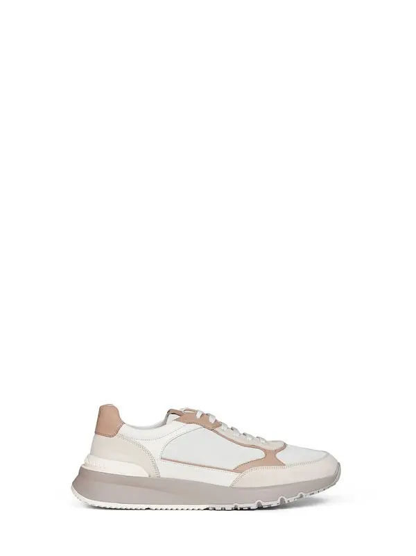 Brunello Cucinelli White Nubuck And Suede Panelled Sneakers - Multicolor