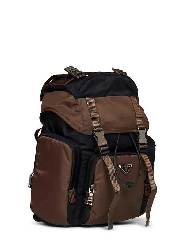 Prada Viaggio Black And Burnt Re-nylon Backpack