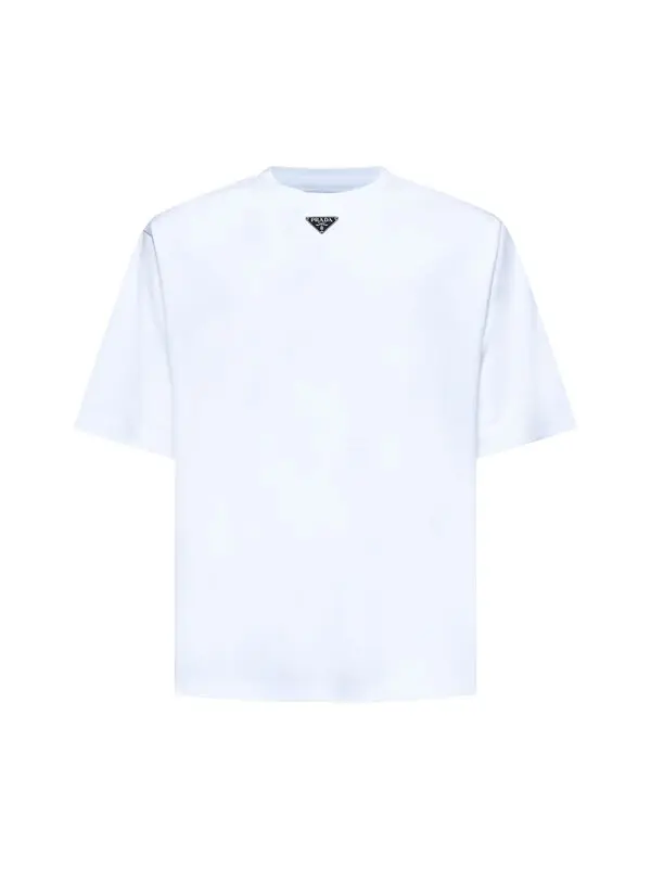 Prada Abbigliamento Oversized White Cotton Logo T-shirt