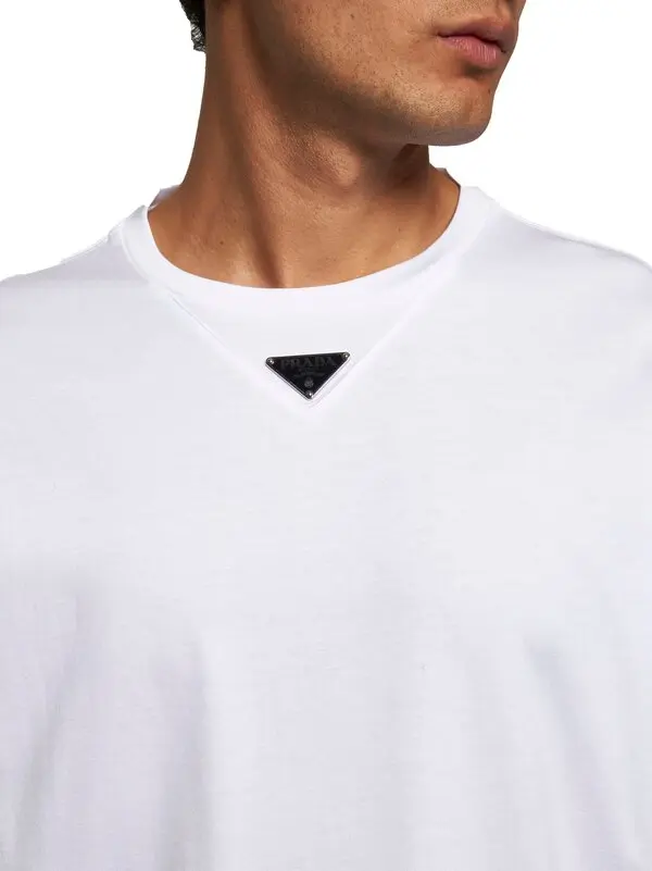 Prada Abbigliamento Oversized White Cotton Logo T-shirt