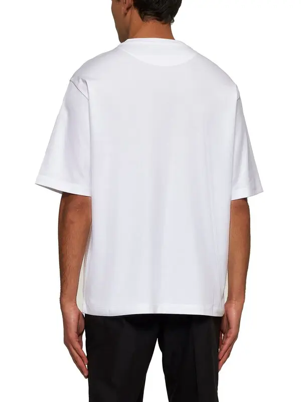 Prada Abbigliamento Oversized White Cotton Logo T-shirt - Multicolor