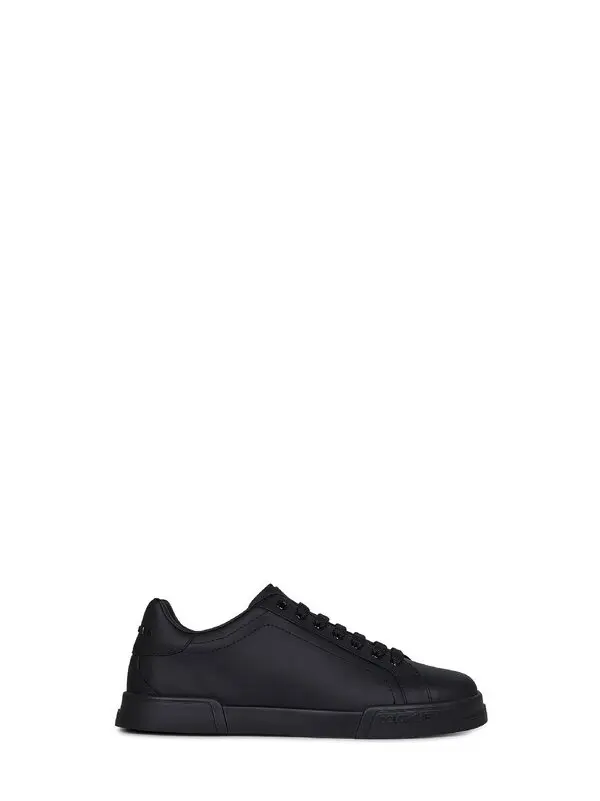 Dolce & Gabbana Black Calf Leather Portofino Sneakers - Multicolor