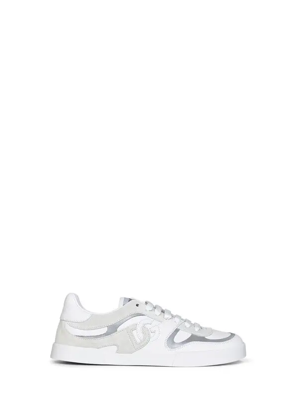 Dolce & Gabbana White And Ice Nappa Calfskin And Suede Portofino Sneakers - Multicolor