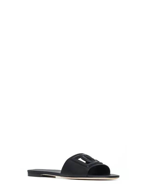 Dolce & Gabbana Calfskin Slides With Dg Millennials Logo - Multicolor