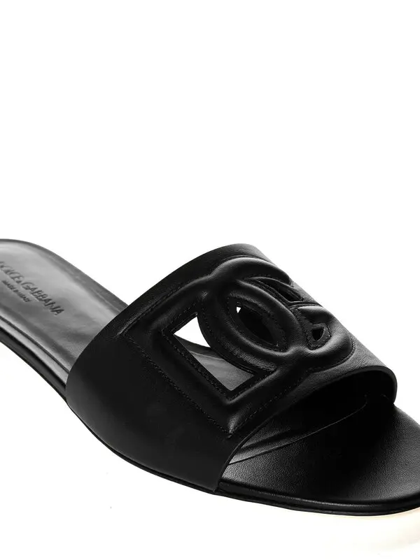 Dolce & Gabbana Calfskin Slides With Dg Millennials Logo - Multicolor
