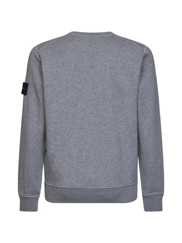 Stone Island Melange Grey Organic Cotton Crewneck Sweatshirt