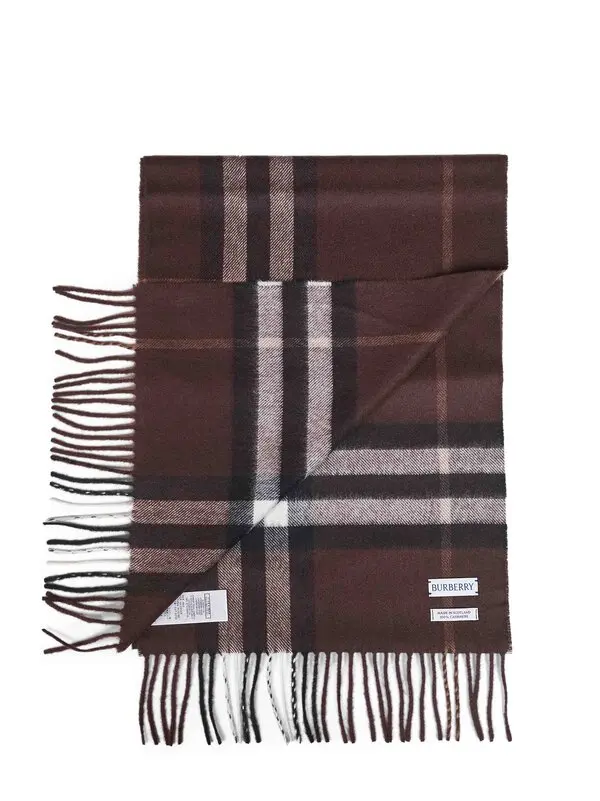 Burberry Treacle Brown Check Cashmere Scarf