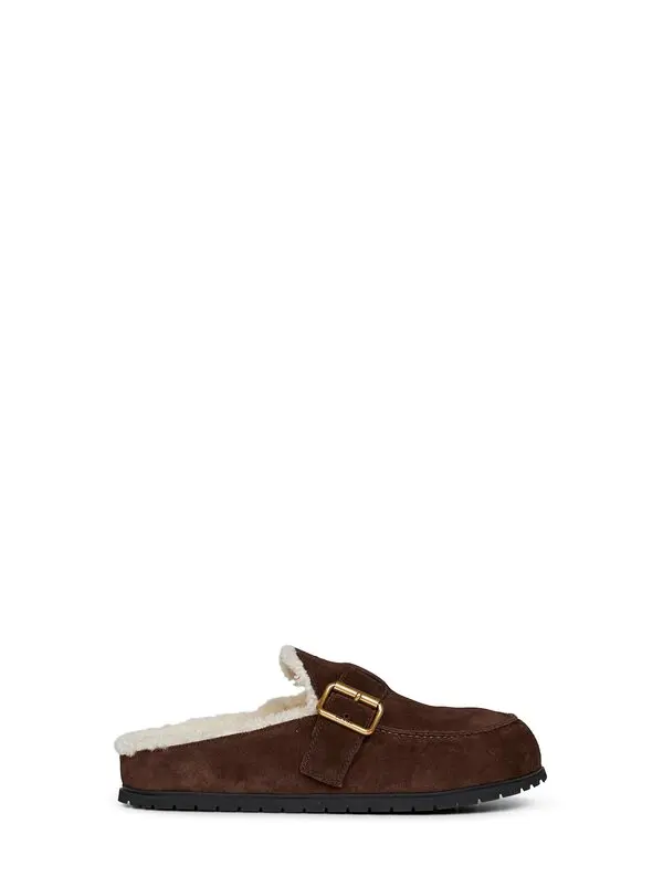 Prada Suede And Shearling Mules - Multicolor