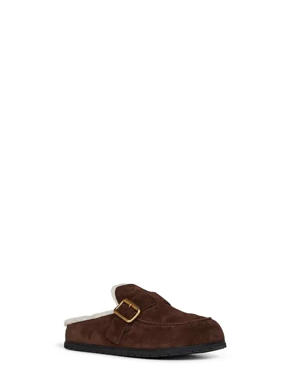 Prada Suede And Shearling Mules - Multicolor