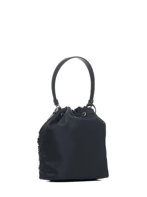 Prada Re-nylon Mini Bucket Bag With Crystal Embellishment