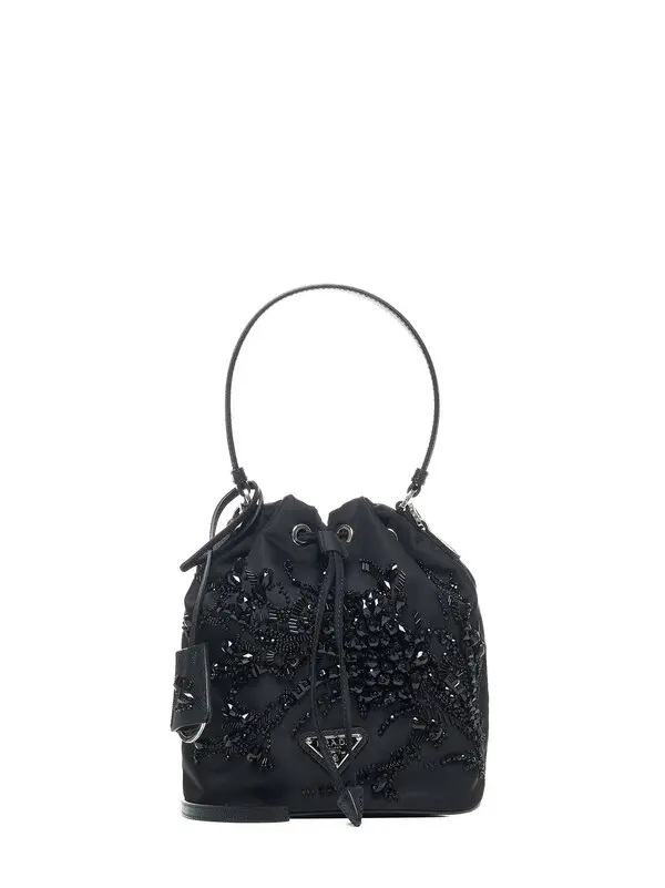 Prada Re-nylon Mini Bucket Bag With Crystal Embellishment - Multicolor