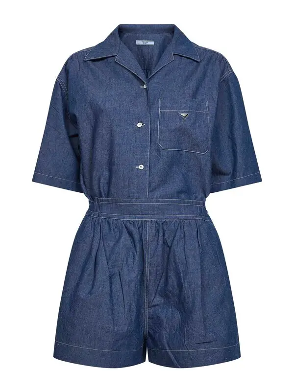 Prada Cotton Linen Detachable Playsuit - Multicolor