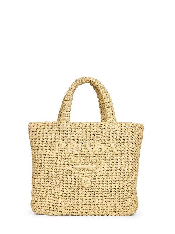 Prada Raffia-effect Crochet Tote Bag - Multicolor