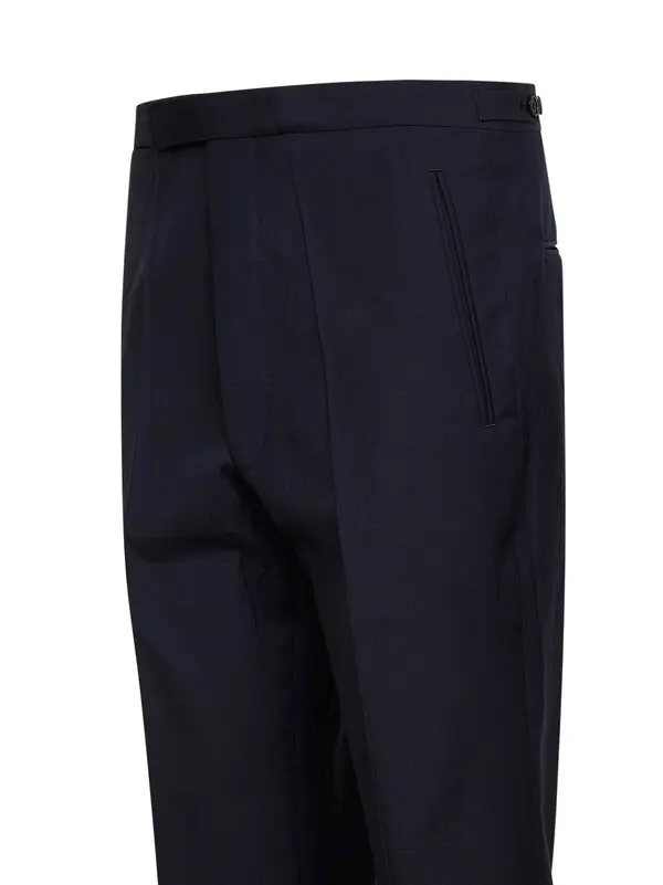 Prada Abbigliamento Blue Wool And Mohair Tailored Trousers