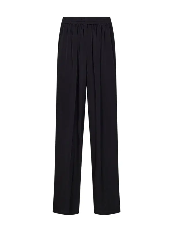 Alaïa Black Cady Straight Trousers With Contrasting Bands - Multicolor