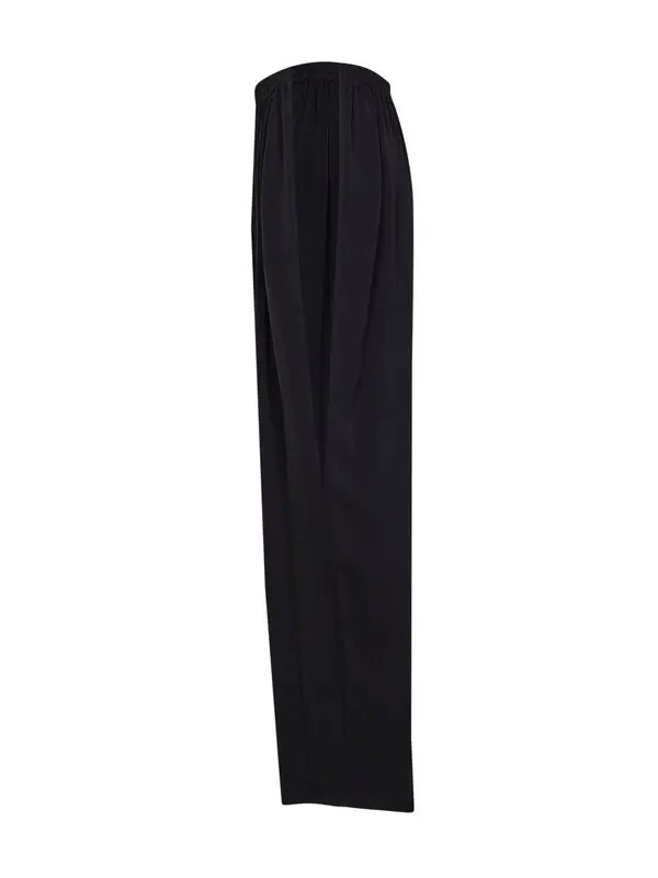 Alaïa Black Cady Straight Trousers With Contrasting Bands
