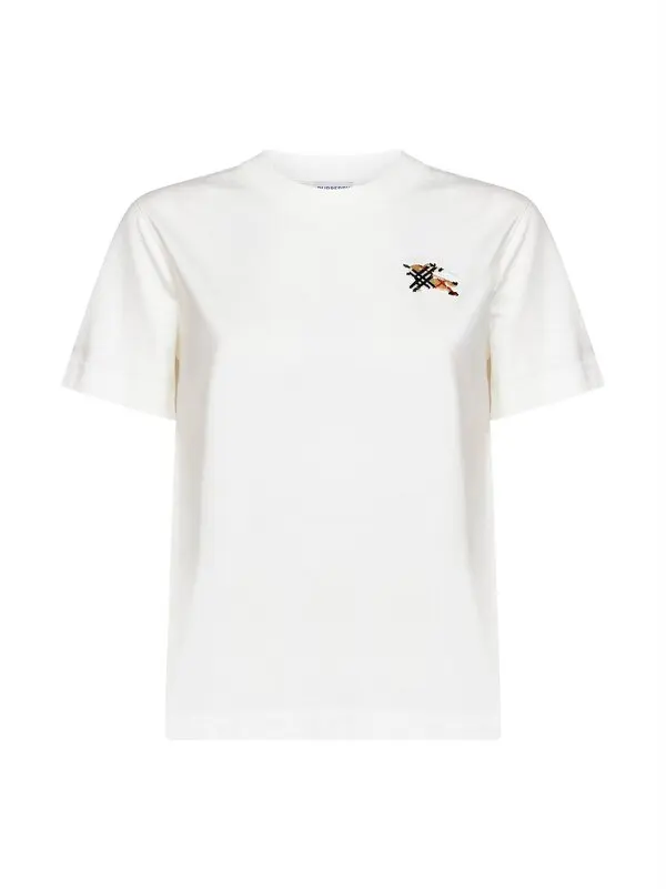 Burberry Cotton T-shirt With Equestrian Knight Design - Multicolor
