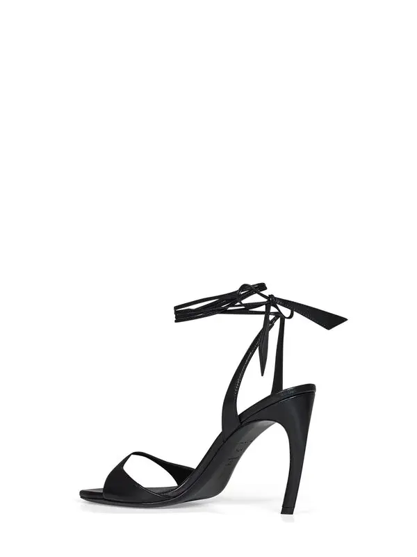 Attico Black Nappa Leather Ora Sandals With Tie Fastening - Multicolor