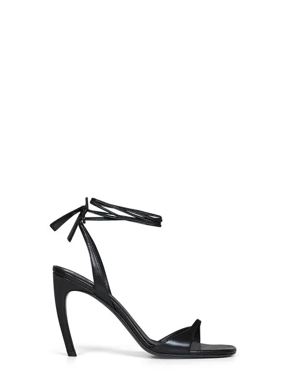 Attico Black Nappa Leather Ora Sandals With Tie Fastening - Multicolor