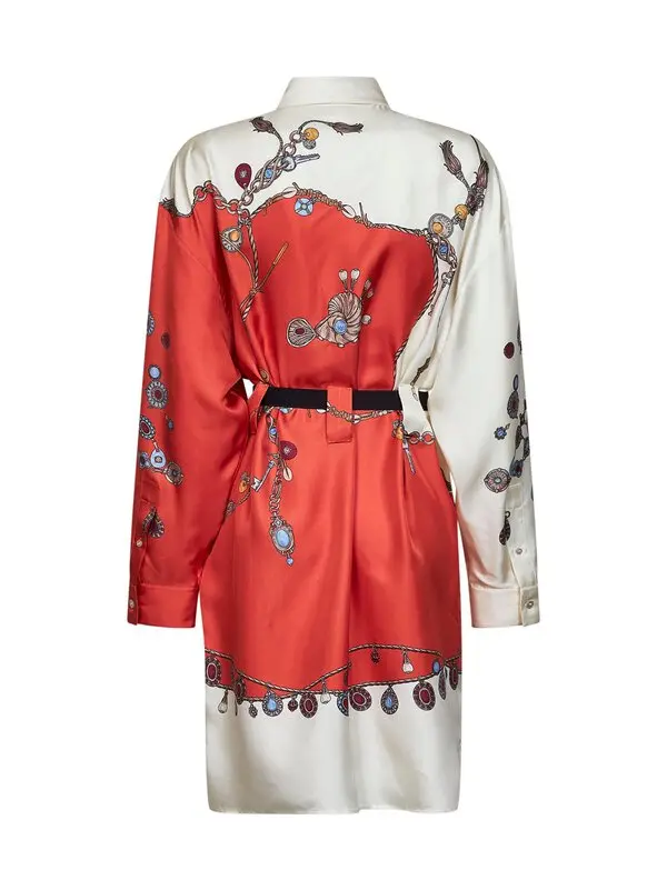 Versace Printed Silk Twill Belted Mini Dress - Multicolor