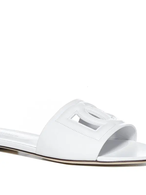 Dolce & Gabbana White Leather Slide