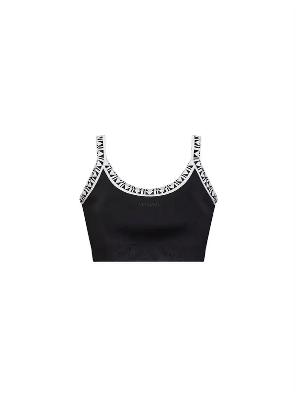 Versace Black Knit Cropped Top - Multicolor