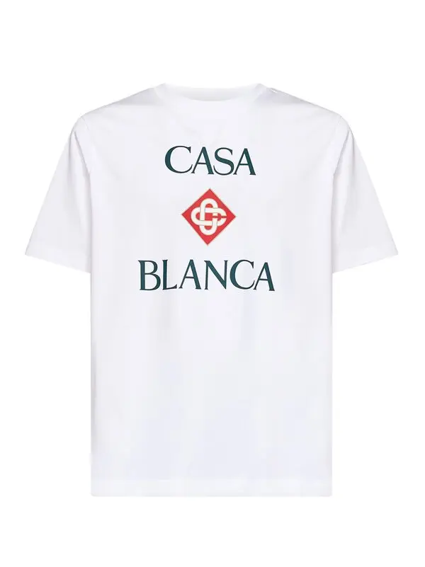 Casablanca White Cotton Jersey Diamond Logo T-shirt - Multicolor