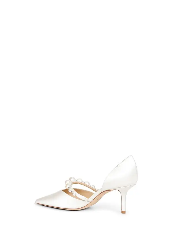 JIMMY CHOO Aurelie 65 Ivory Satin Pumps With Pearl And Crystal Embellishments - Multicolor