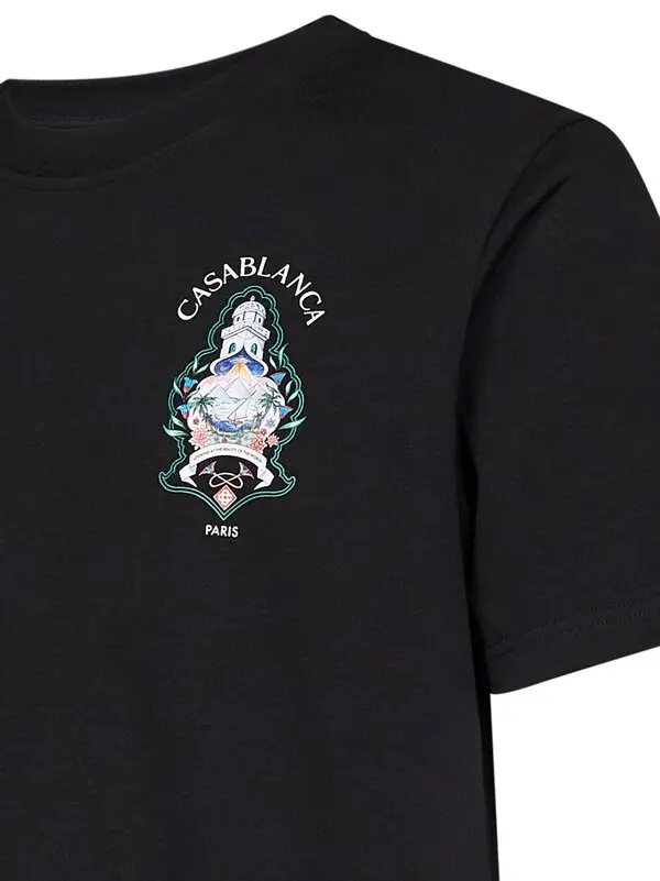 Casablanca Black Cotton Jersey Hotel Emblem T-shirt - Multicolor