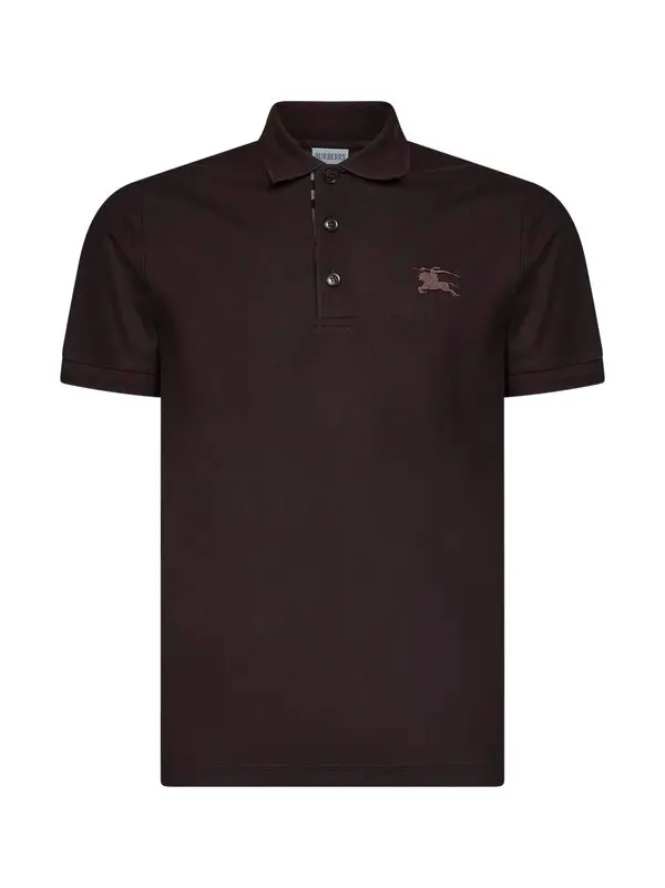 Burberry Clove Brown Cotton Pique Embroidered Polo Shirt - Multicolor