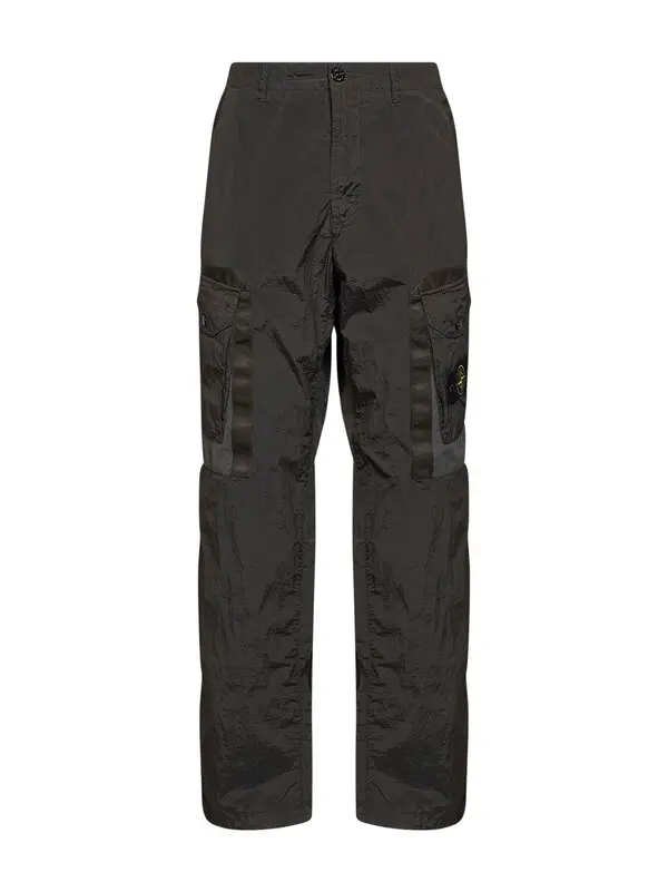 Stone Island Coal Grey Metal Nylon Cargo Trousers - Multicolor