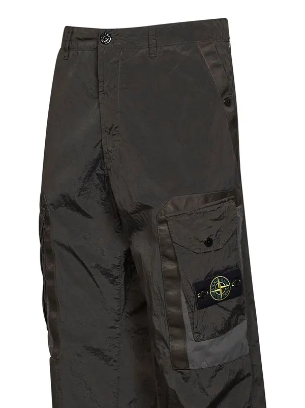Stone Island Coal Grey Metal Nylon Cargo Trousers