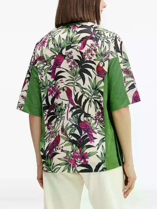 Adidas X Farm Rio Floral Print V-neck T-shirt - Green