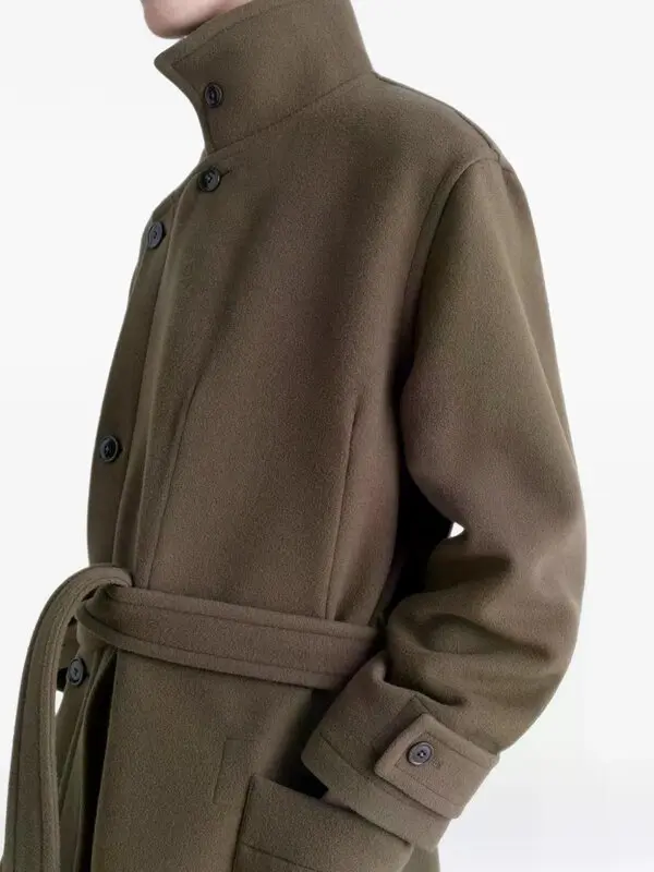 LEMAIRE Belted Wrap-design Coat - Brown
