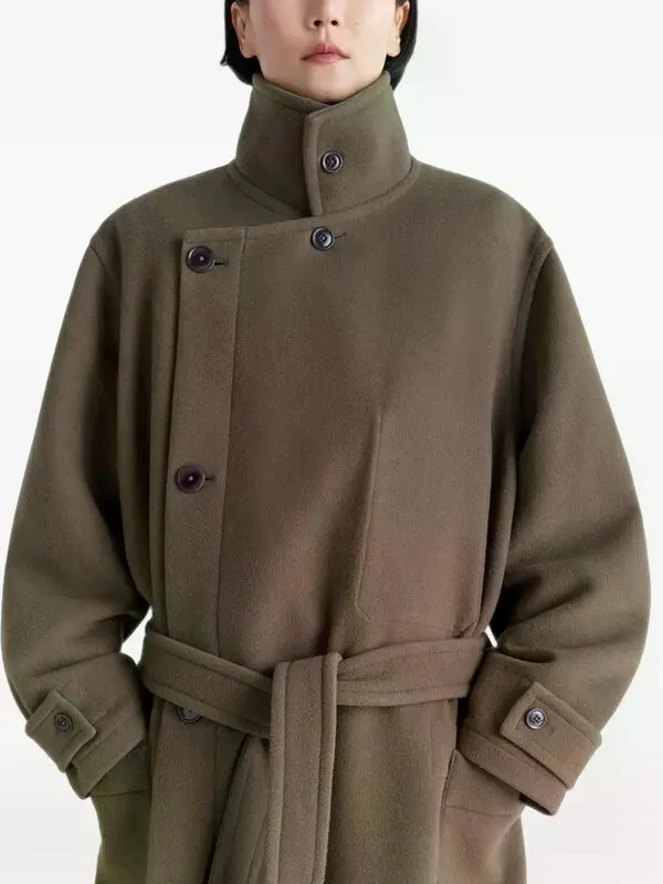 LEMAIRE Belted Wrap-design Coat - Brown
