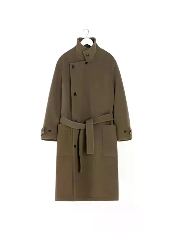 LEMAIRE Belted Wrap-design Coat - Brown