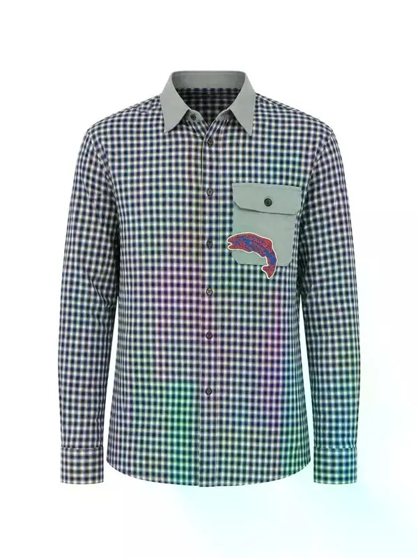 Dsquared2 Checked-pattern Patch-detail Shirt - Blue