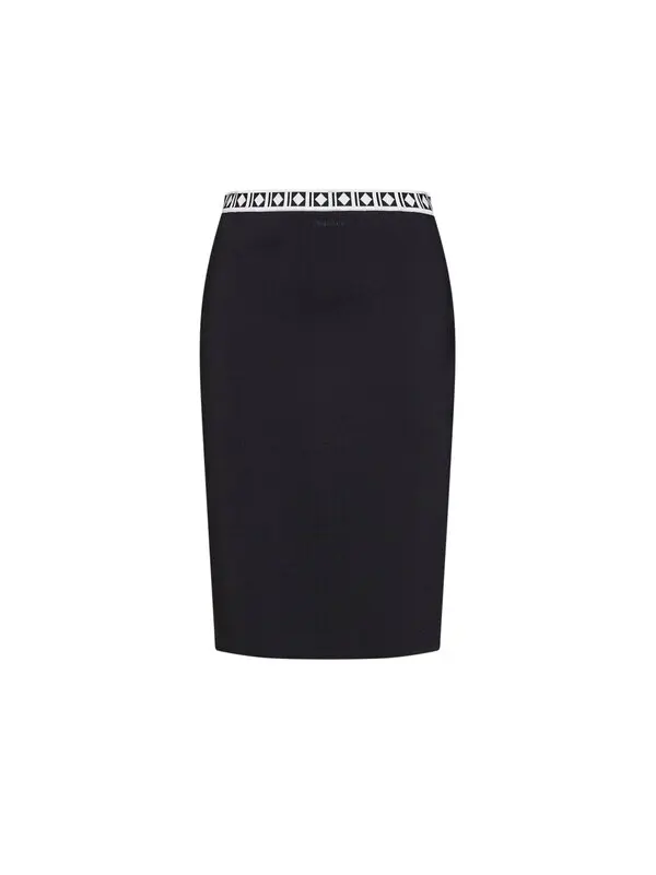 Versace Black Knit Midi Skirt With Jacquard Detail - Multicolor