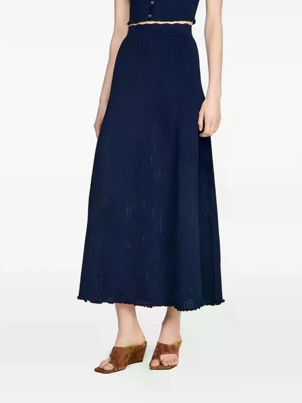 Sandro Pointelle-knit Flared Skirt