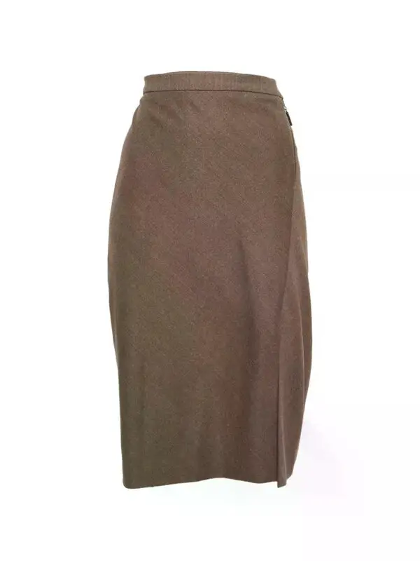 Brunello Cucinelli Drape-detail Pencil Midi Skirt - Brown